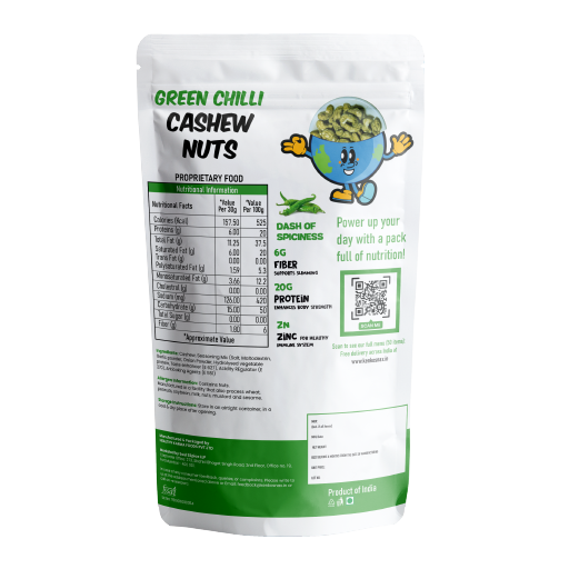 Green Chilli Cashews | Spicy, Crunchy Super Snack – Kenko Snax